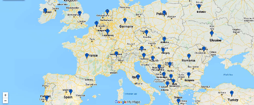 Europe Countries Map with Cities and Members States EU
